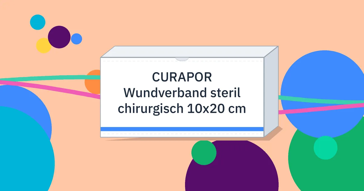 Symbolbild: Packung mit der Aufschrift CURAPOR Wundverband steril chirurgisch 10x20 cm (PZN 19144575) – Verfügbarkeit und Bezug in Apotheken in Frankfurt am Main