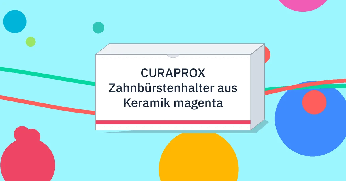 Symbolbild: Packung mit der Aufschrift CURAPROX Zahnbürstenhalter aus Keramik magenta (PZN 18823096) – Verfügbarkeit und Bezug in Apotheken in Frankfurt am Main