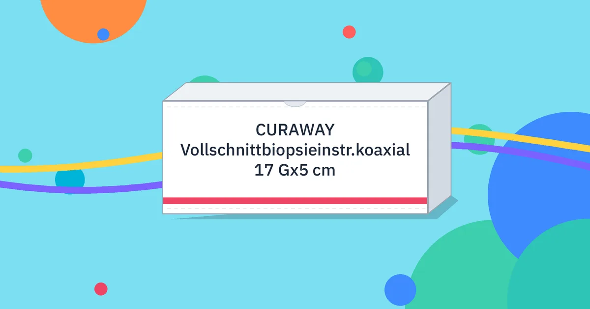 Symbolbild: Packung mit der Aufschrift CURAWAY Vollschnittbiopsieinstr.koaxial 17 Gx5 cm (PZN 20030090) – Verfügbarkeit und Bezug in Apotheken in Frankfurt am Main