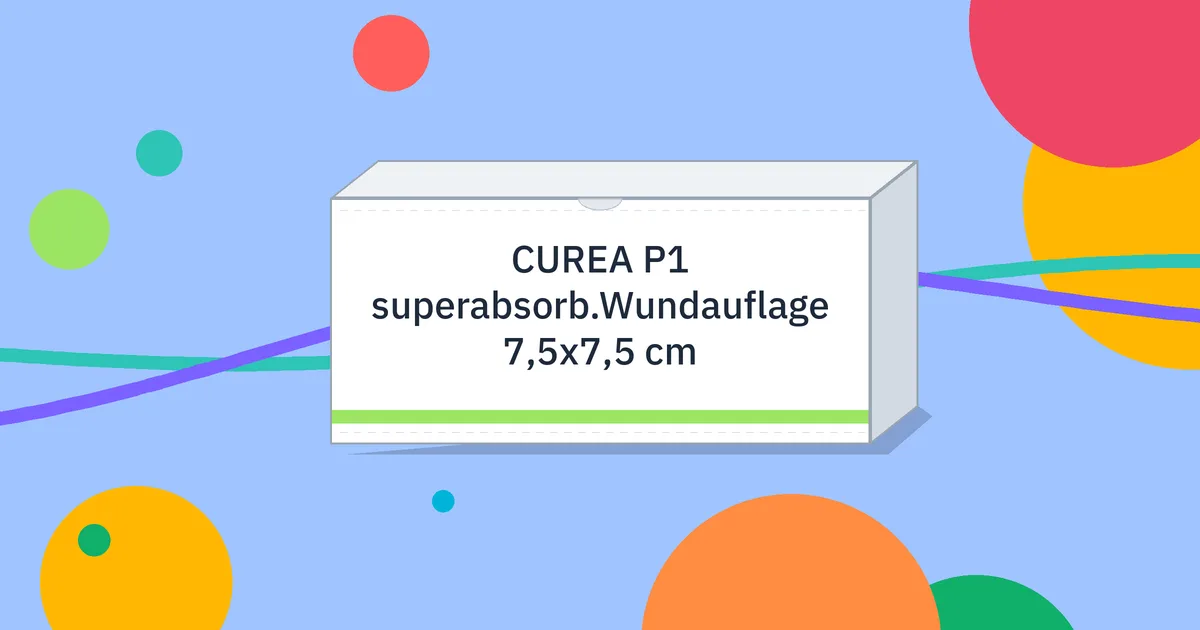 Symbolbild: Packung mit der Aufschrift CUREA P1 superabsorb.Wundauflage 7,5x7,5 cm (PZN 06563247) – Verfügbarkeit und Bezug in Apotheken in Frankfurt am Main