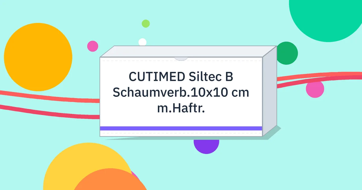 Symbolbild: Packung mit der Aufschrift CUTIMED Siltec B Schaumverb.10x10 cm m.Haftr. (PZN 17879901) – Verfügbarkeit und Bezug in Apotheken in Frankfurt am Main