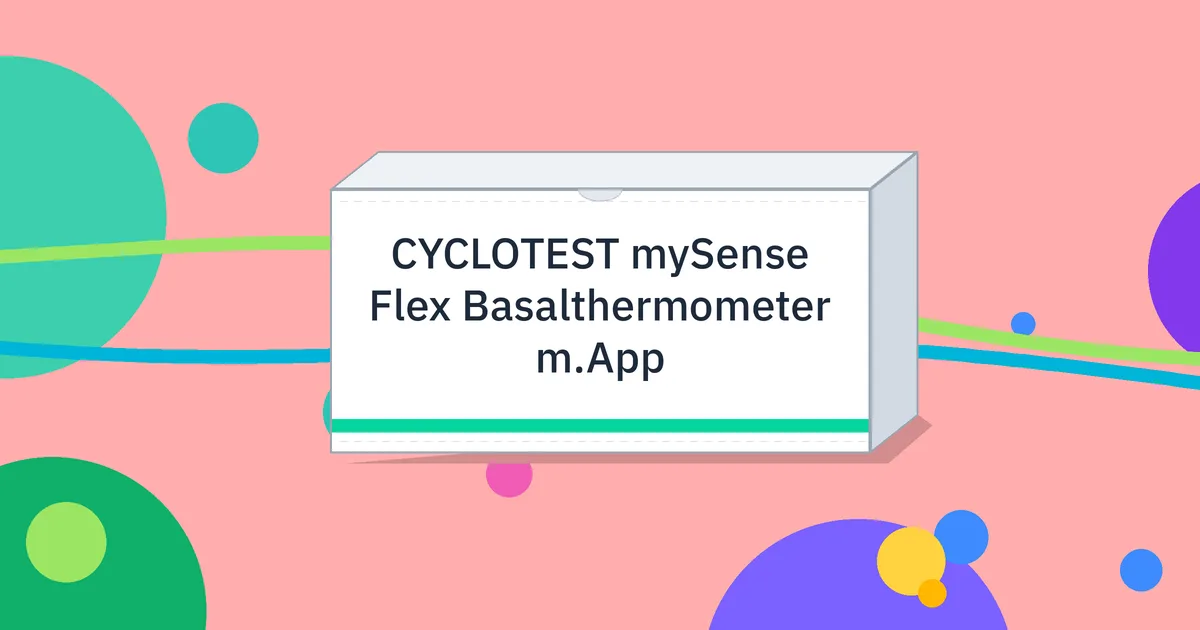 Symbolbild: Packung mit der Aufschrift CYCLOTEST mySense Flex Basalthermometer m.App (PZN 20279062) – Verfügbarkeit und Bezug in Apotheken in Frankfurt am Main