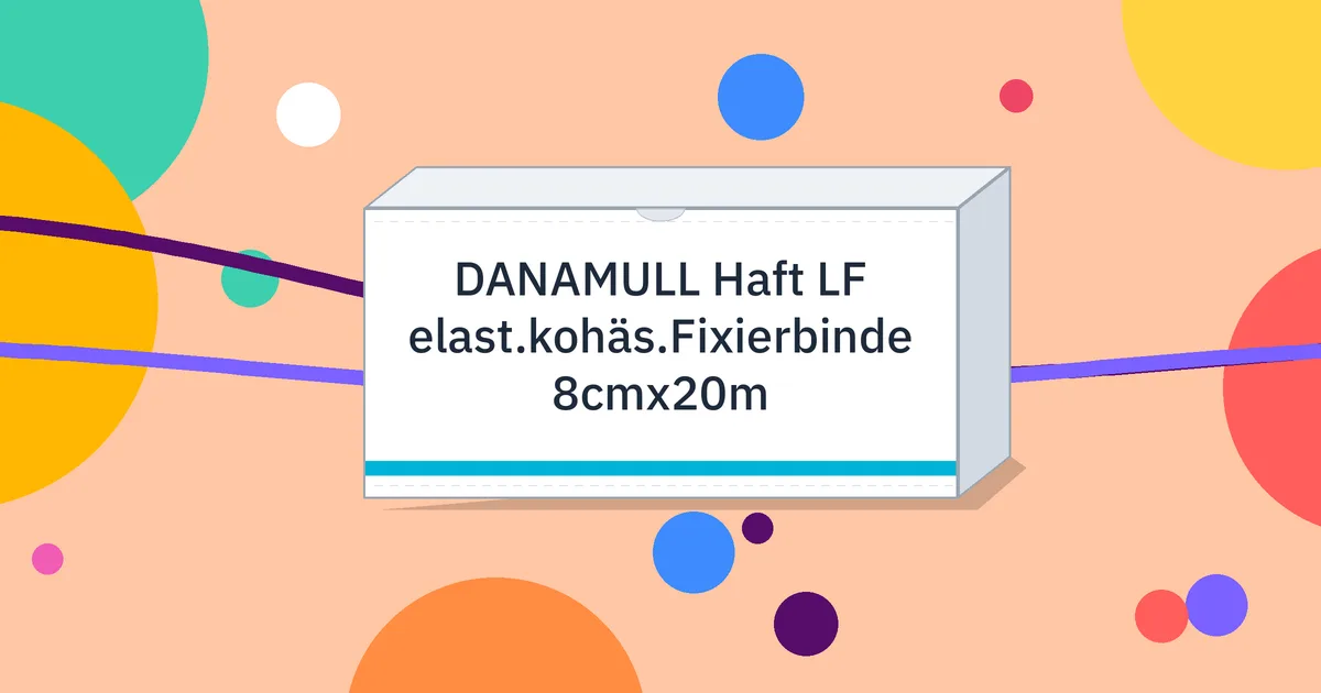 Symbolbild: Packung mit der Aufschrift DANAMULL Haft LF elast.kohäs.Fixierbinde 8cmx20m (PZN 20810445) – Verfügbarkeit und Bezug in Apotheken in Frankfurt am Main