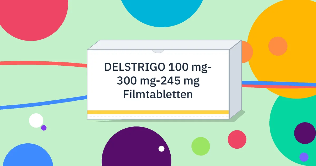 Symbolbild: Packung mit der Aufschrift DELSTRIGO 100 mg-300 mg-245 mg Filmtabletten (PZN 16780810) – Verfügbarkeit und Bezug in Apotheken in Frankfurt am Main