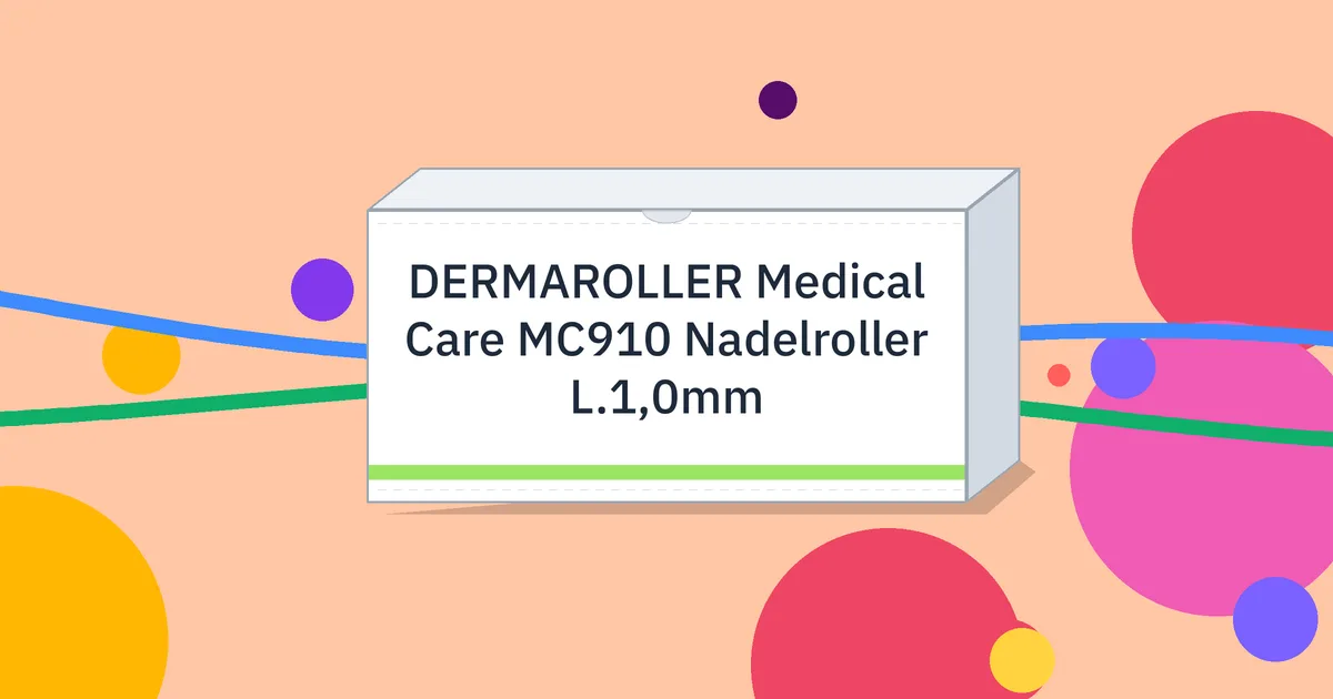 Symbolbild: Packung mit der Aufschrift DERMAROLLER Medical Care MC910 Nadelroller L.1,0mm (PZN 19399482) – Verfügbarkeit und Bezug in Apotheken in Frankfurt am Main