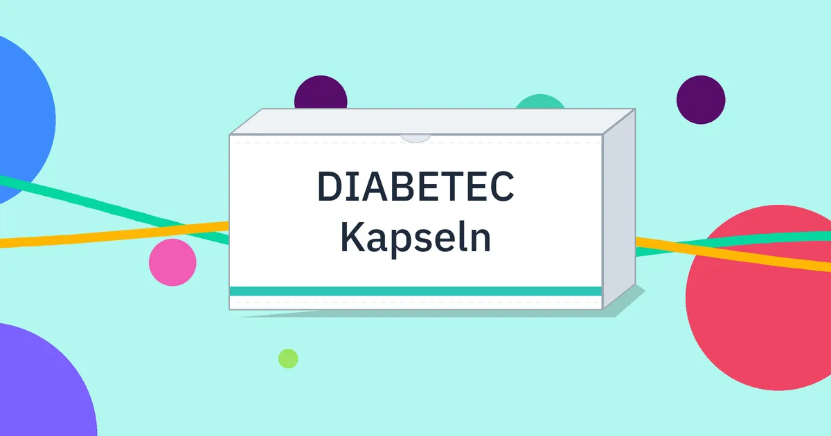 Symbolbild: Packung mit der Aufschrift DIABETEC Kapseln (PZN 06635969) – Verfügbarkeit und Bezug in Apotheken in Frankfurt am Main