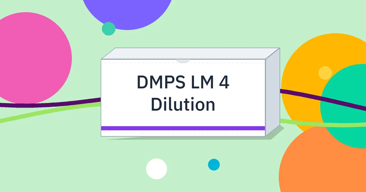 Symbolbild: Packung mit der Aufschrift DMPS LM 4 Dilution (PZN 13465982) – Verfügbarkeit und Bezug in Apotheken in Frankfurt am Main