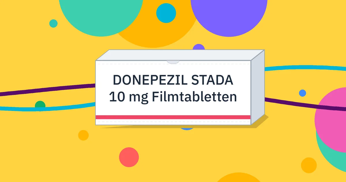 Symbolbild: Packung mit der Aufschrift DONEPEZIL STADA 10 mg Filmtabletten (PZN 09335297) – Verfügbarkeit und Bezug in Apotheken in Frankfurt am Main