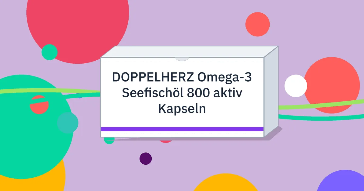 Symbolbild: Packung mit der Aufschrift DOPPELHERZ Omega-3 Seefischöl 800 aktiv Kapseln (PZN 16485732) – Verfügbarkeit und Bezug in Apotheken in Frankfurt am Main