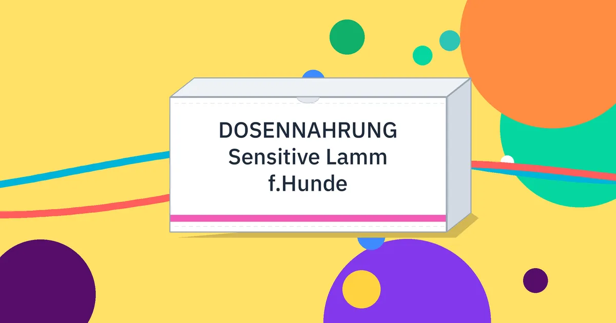 Symbolbild: Packung mit der Aufschrift DOSENNAHRUNG Sensitive Lamm f.Hunde (PZN 05741103) – Verfügbarkeit und Bezug in Apotheken in Frankfurt am Main