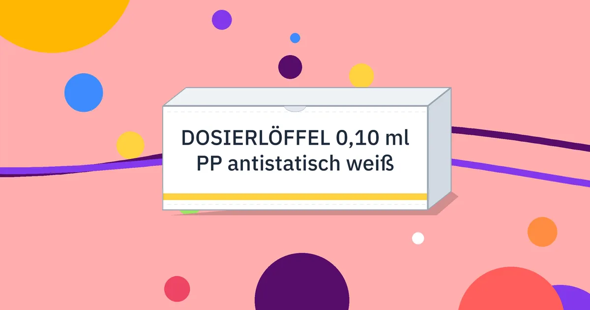 Symbolbild: Packung mit der Aufschrift DOSIERLÖFFEL 0,10 ml PP antistatisch weiß (PZN 18188027) – Verfügbarkeit und Bezug in Apotheken in Frankfurt am Main