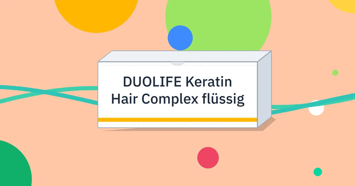 Symbolbild: Packung mit der Aufschrift DUOLIFE Keratin Hair Complex flüssig (PZN 16683484) – Verfügbarkeit und Bezug in Apotheken in Frankfurt am Main