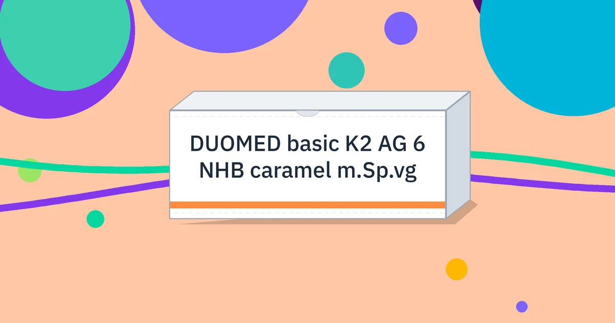 Symbolbild: Packung mit der Aufschrift DUOMED basic K2 AG 6 NHB caramel m.Sp.vg (PZN 20908753) – Verfügbarkeit und Bezug in Apotheken in Frankfurt am Main