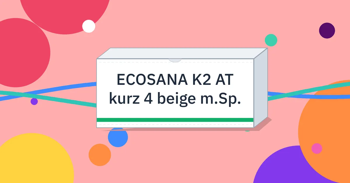 Symbolbild: Packung mit der Aufschrift ECOSANA K2 AT kurz 4 beige m.Sp. (PZN 01559519) – Verfügbarkeit und Bezug in Apotheken in Frankfurt am Main