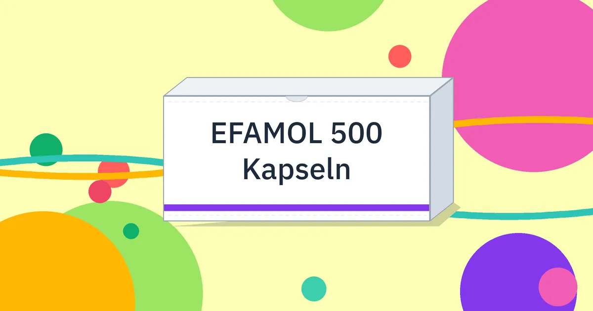 Symbolbild: Packung mit der Aufschrift EFAMOL 500 Kapseln (PZN 02548133) – Verfügbarkeit und Bezug in Apotheken in Frankfurt am Main