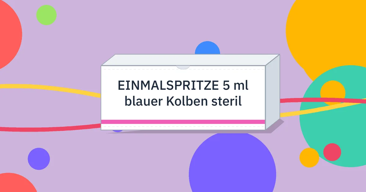 Symbolbild: Packung mit der Aufschrift EINMALSPRITZE 5 ml blauer Kolben steril (PZN 09328713) – Verfügbarkeit und Bezug in Apotheken in Frankfurt am Main