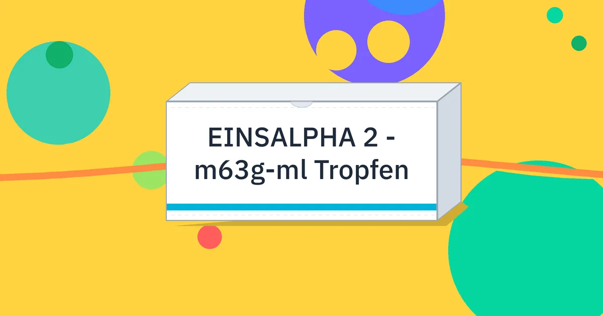 Symbolbild: Packung mit der Aufschrift EINSALPHA 2 -m63g-ml Tropfen (PZN 18179703) – Verfügbarkeit und Bezug in Apotheken in Frankfurt am Main