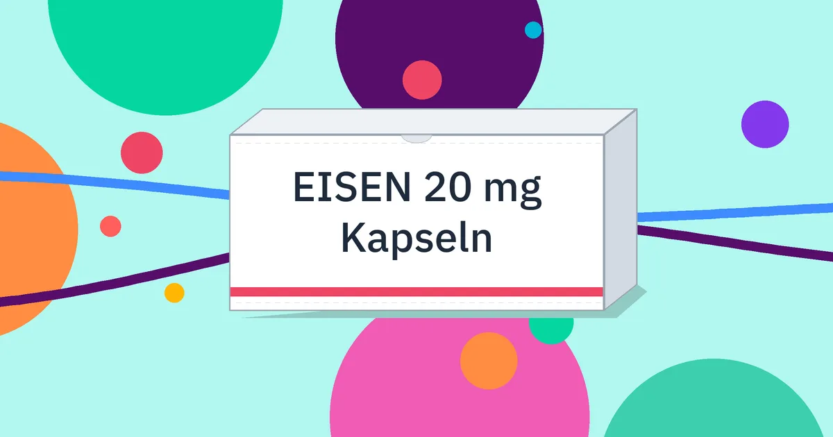 Symbolbild: Packung mit der Aufschrift EISEN 20 mg Kapseln (PZN 00134410) – Verfügbarkeit und Bezug in Apotheken in Frankfurt am Main