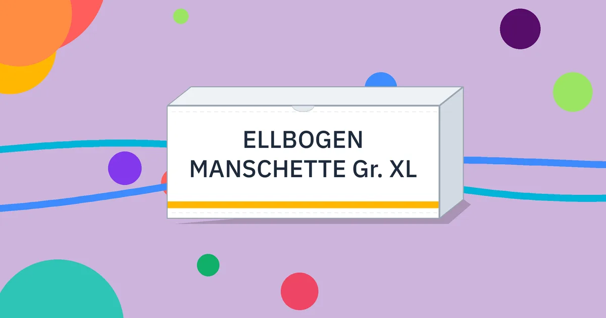 Symbolbild: Packung mit der Aufschrift ELLBOGEN MANSCHETTE Gr. XL (PZN 05548197) – Verfügbarkeit und Bezug in Apotheken in Frankfurt am Main