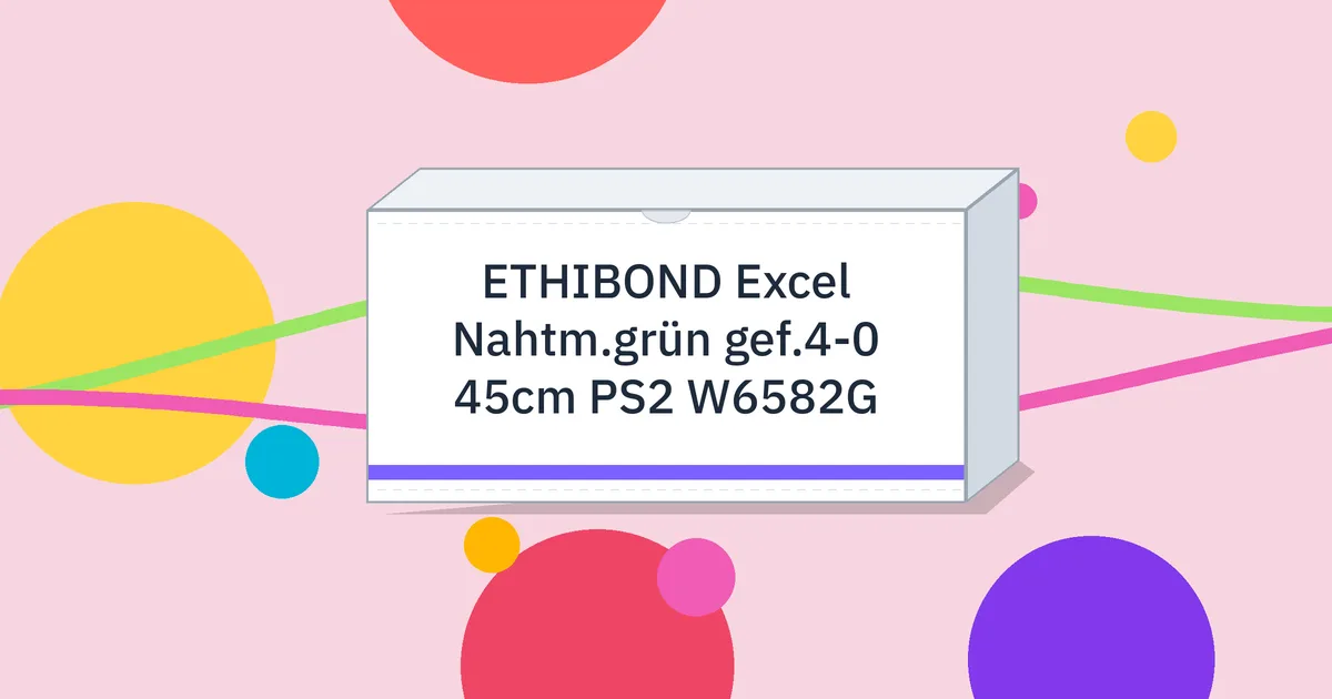 Symbolbild: Packung mit der Aufschrift ETHIBOND Excel Nahtm.grün gef.4-0 45cm PS2 W6582G (PZN 16249931) – Verfügbarkeit und Bezug in Apotheken in Frankfurt am Main
