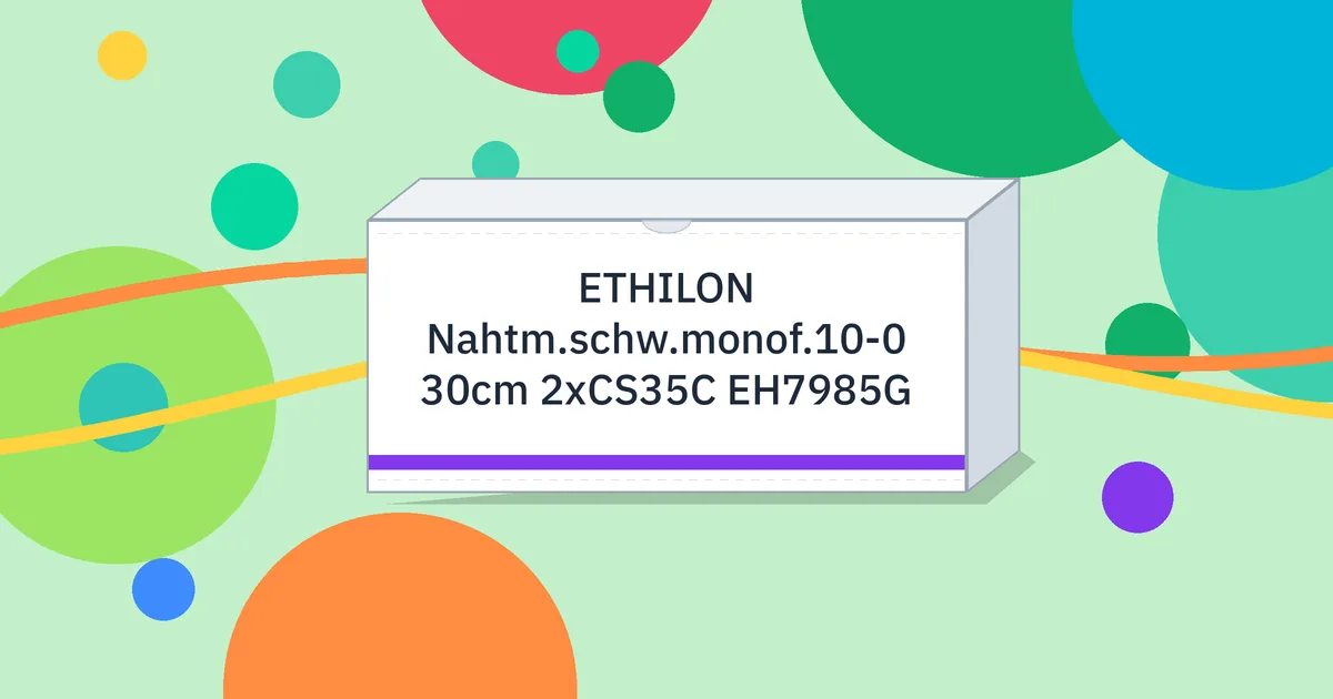 Symbolbild: Packung mit der Aufschrift ETHILON Nahtm.schw.monof.10-0 30cm 2xCS35C EH7985G (PZN 20918504) – Verfügbarkeit und Bezug in Apotheken in Frankfurt am Main