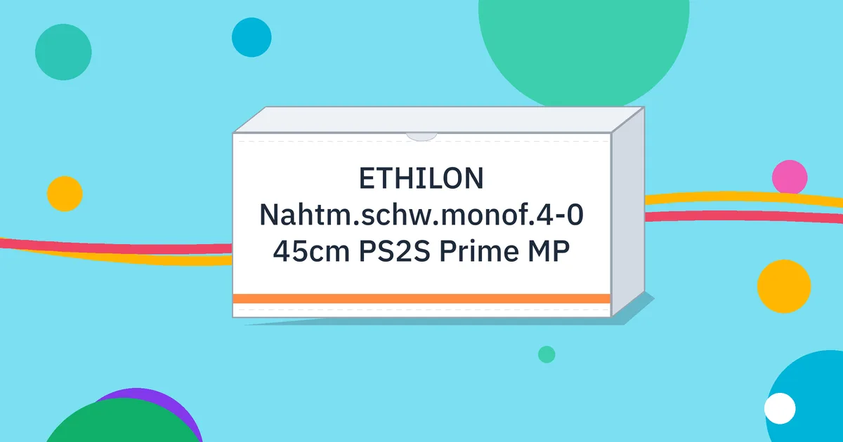 Symbolbild: Packung mit der Aufschrift ETHILON Nahtm.schw.monof.4-0 45cm PS2S Prime MP (PZN 18793490) – Verfügbarkeit und Bezug in Apotheken in Frankfurt am Main
