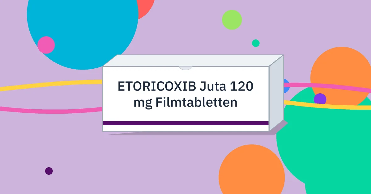 Symbolbild: Packung mit der Aufschrift ETORICOXIB Juta 120 mg Filmtabletten (PZN 18050139) – Verfügbarkeit und Bezug in Apotheken in Frankfurt am Main