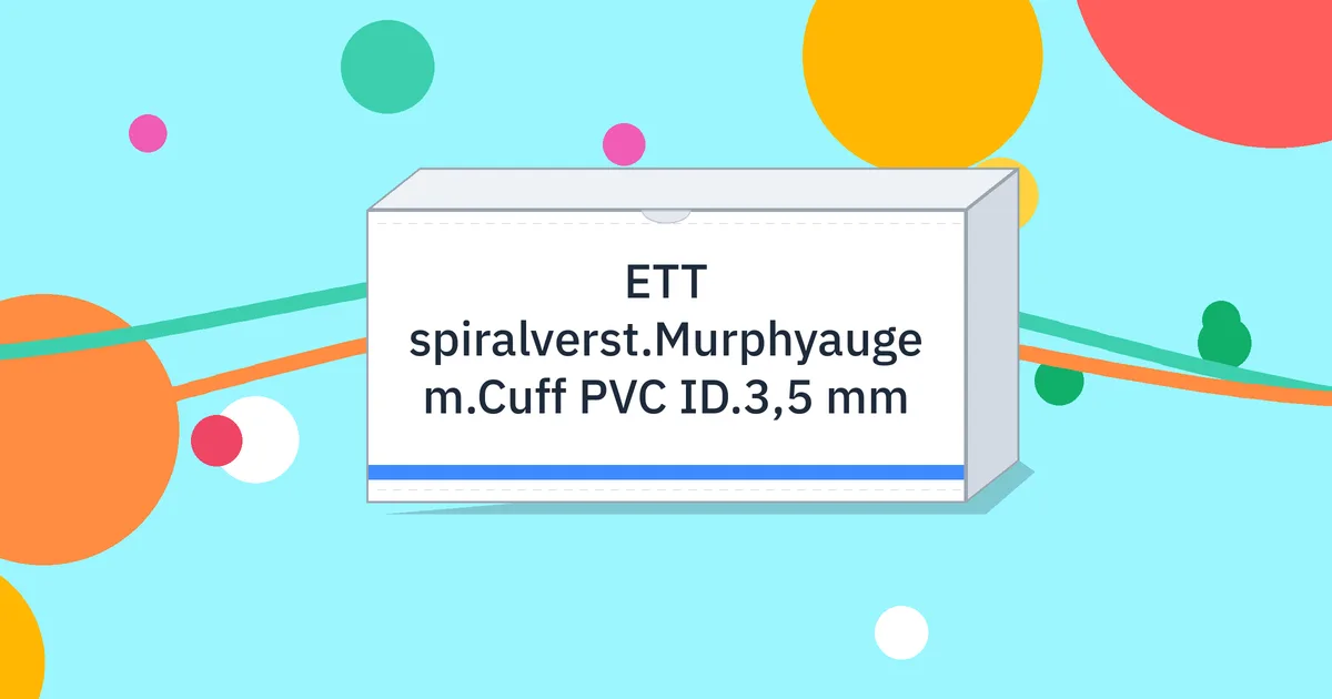 Symbolbild: Packung mit der Aufschrift ETT spiralverst.Murphyauge m.Cuff PVC ID.3,5 mm (PZN 19120646) – Verfügbarkeit und Bezug in Apotheken in Frankfurt am Main