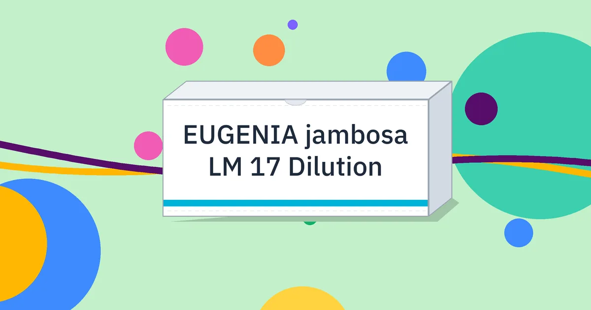 Symbolbild: Packung mit der Aufschrift EUGENIA jambosa LM 17 Dilution (PZN 13480970) – Verfügbarkeit und Bezug in Apotheken in Frankfurt am Main