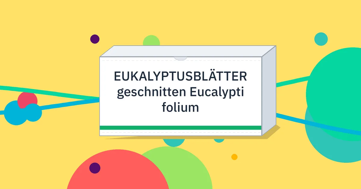 Symbolbild: Packung mit der Aufschrift EUKALYPTUSBLÄTTER geschnitten Eucalypti folium (PZN 20954061) – Verfügbarkeit und Bezug in Apotheken in Frankfurt am Main