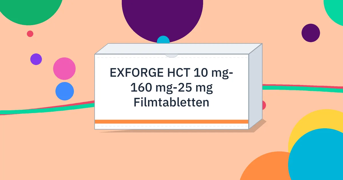 Symbolbild: Packung mit der Aufschrift EXFORGE HCT 10 mg-160 mg-25 mg Filmtabletten (PZN 02431365) – Verfügbarkeit und Bezug in Apotheken in Frankfurt am Main