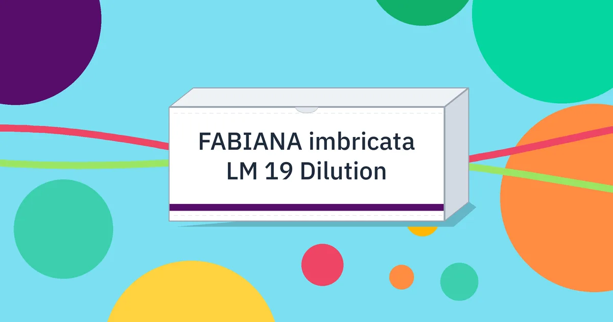 Symbolbild: Packung mit der Aufschrift FABIANA imbricata LM 19 Dilution (PZN 13485648) – Verfügbarkeit und Bezug in Apotheken in Frankfurt am Main