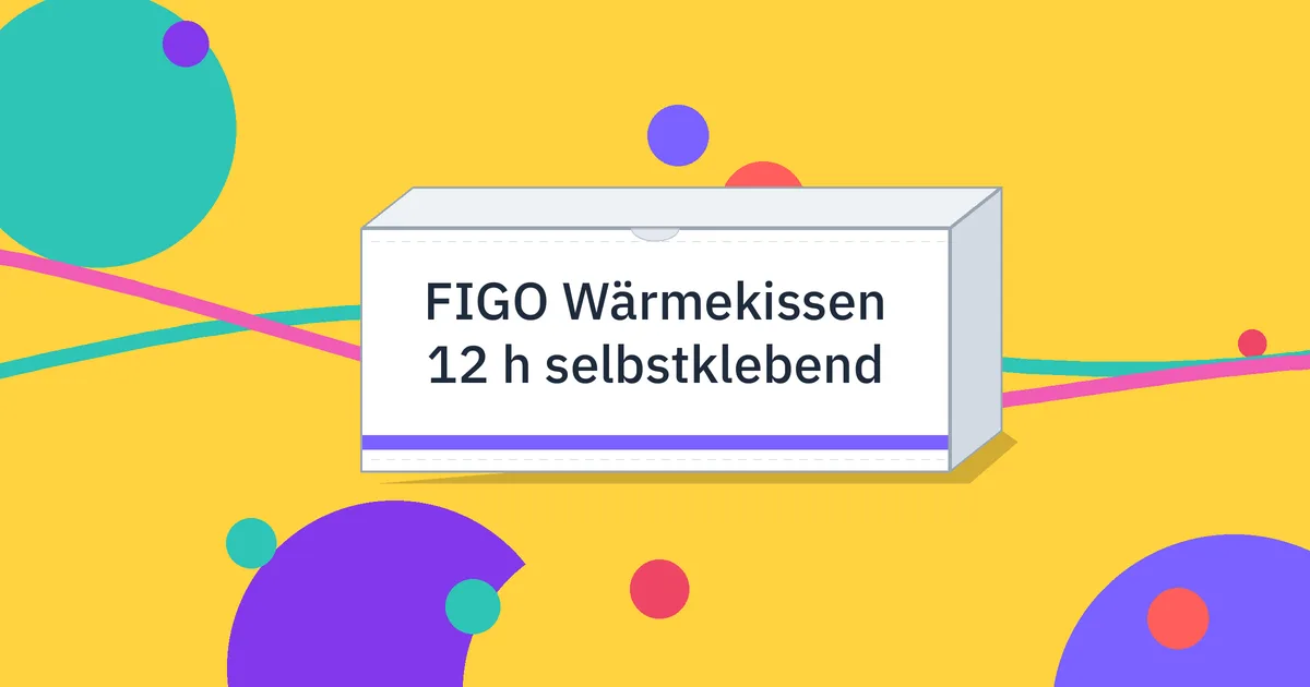 Symbolbild: Packung mit der Aufschrift FIGO Wärmekissen 12 h selbstklebend (PZN 15386086) – Verfügbarkeit und Bezug in Apotheken in Frankfurt am Main