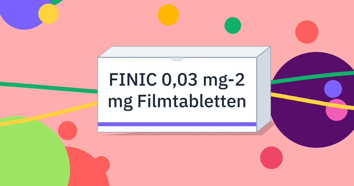 Symbolbild: Packung mit der Aufschrift FINIC 0,03 mg-2 mg Filmtabletten (PZN 14356545) – Verfügbarkeit und Bezug in Apotheken in Frankfurt am Main