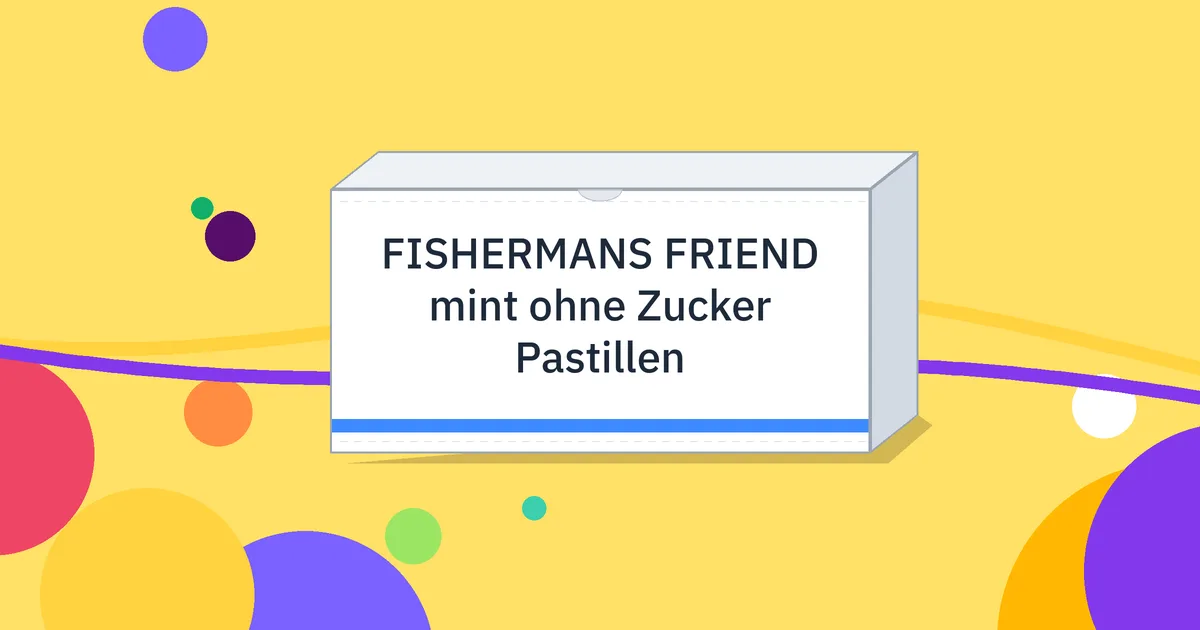 Symbolbild: Packung mit der Aufschrift FISHERMANS FRIEND mint ohne Zucker Pastillen (PZN 03885513) – Verfügbarkeit und Bezug in Apotheken in Frankfurt am Main