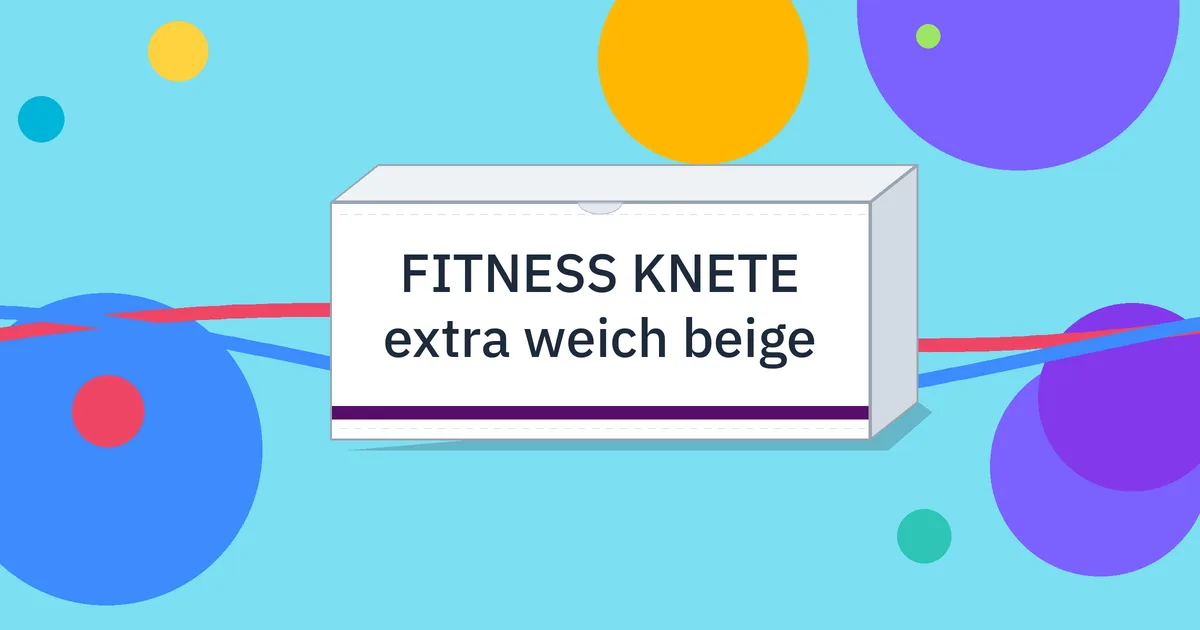 Symbolbild: Packung mit der Aufschrift FITNESS KNETE extra weich beige (PZN 16349383) – Verfügbarkeit und Bezug in Apotheken in Frankfurt am Main