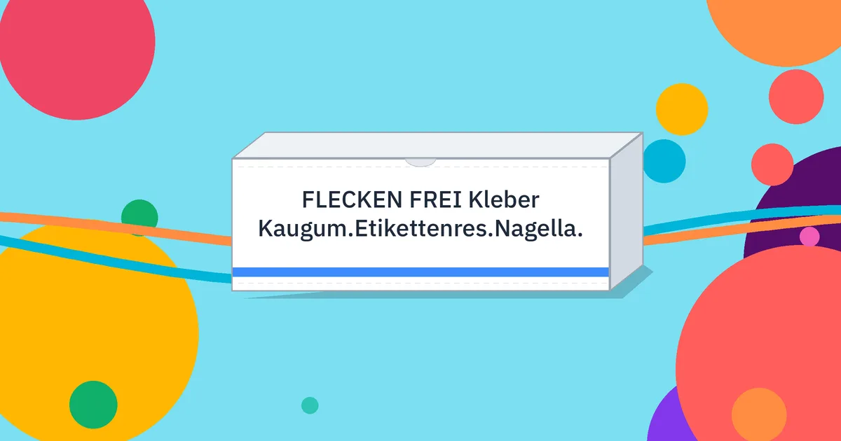 Symbolbild: Packung mit der Aufschrift FLECKEN FREI Kleber Kaugum.Etikettenres.Nagella. (PZN 08847581) – Verfügbarkeit und Bezug in Apotheken in Frankfurt am Main