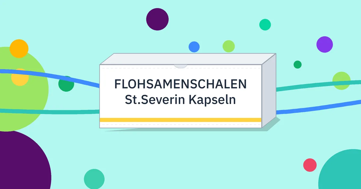 Symbolbild: Packung mit der Aufschrift FLOHSAMENSCHALEN St.Severin Kapseln (PZN 15614357) – Verfügbarkeit und Bezug in Apotheken in Frankfurt am Main