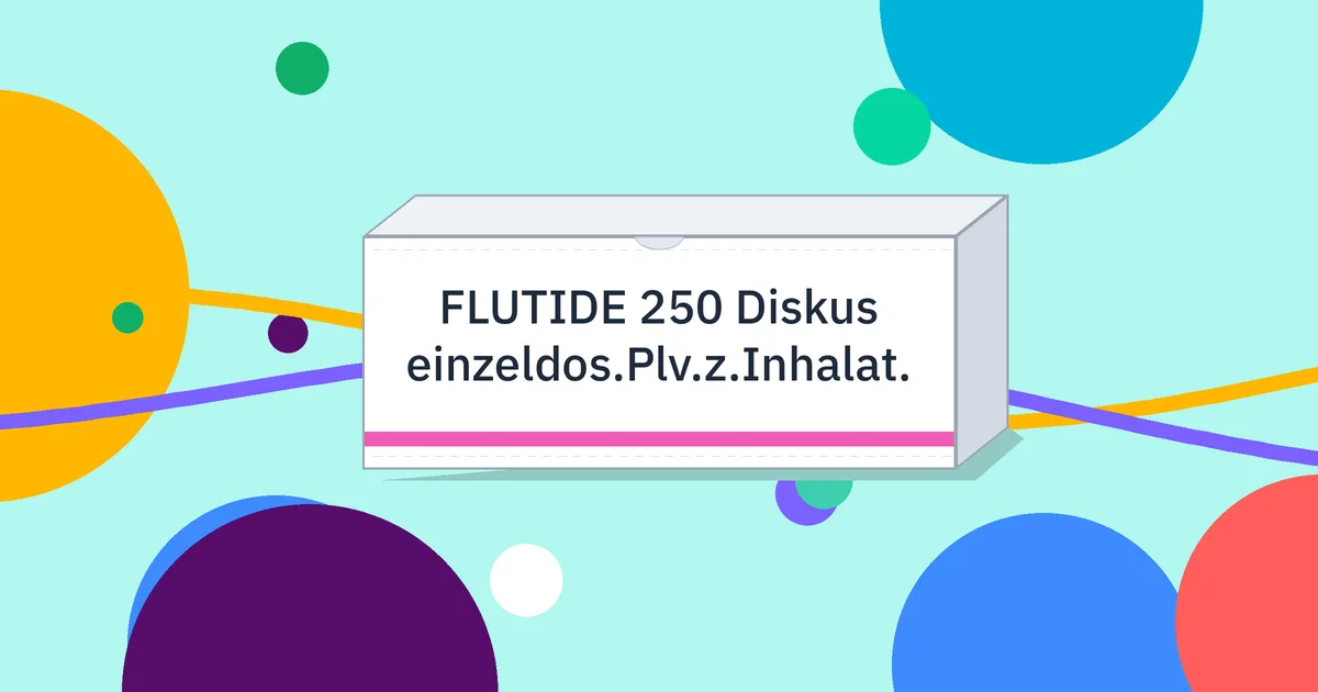 Symbolbild: Packung mit der Aufschrift FLUTIDE 250 Diskus einzeldos.Plv.z.Inhalat. (PZN 07124225) – Verfügbarkeit und Bezug in Apotheken in Frankfurt am Main