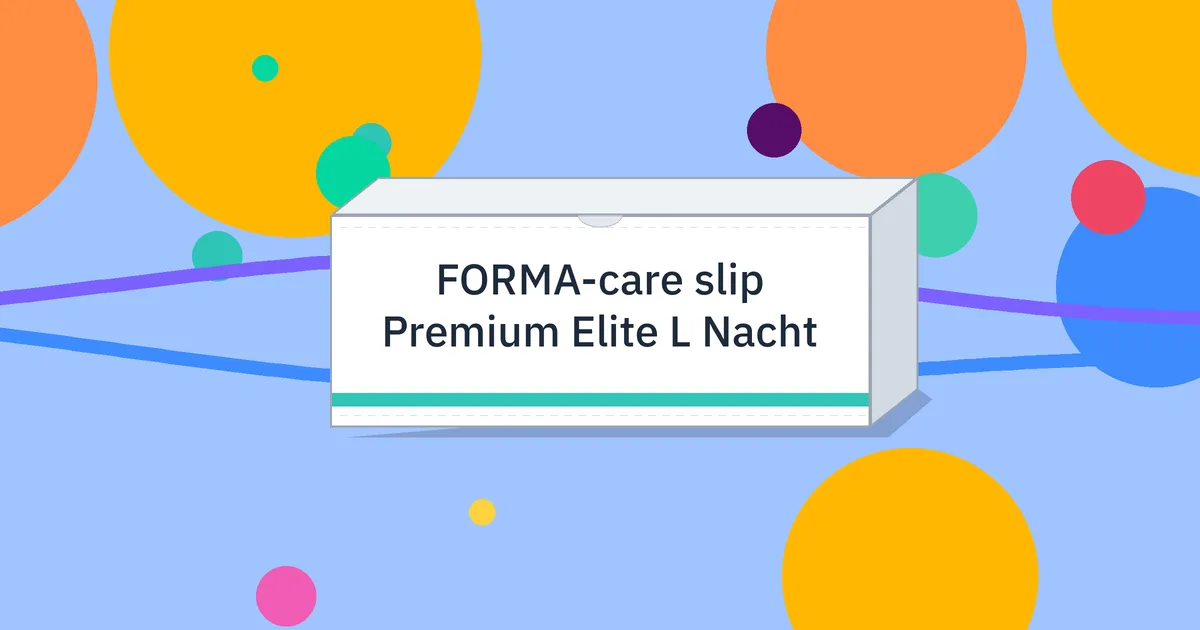 Symbolbild: Packung mit der Aufschrift FORMA-care slip Premium Elite L Nacht (PZN 18851997) – Verfügbarkeit und Bezug in Apotheken in Frankfurt am Main
