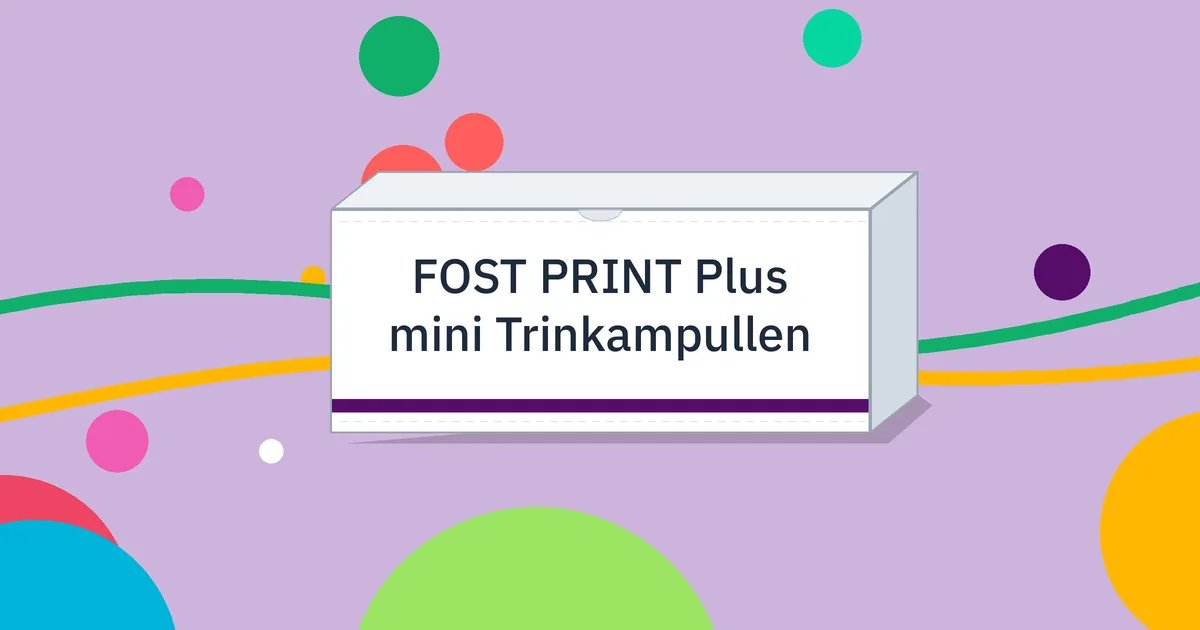 Symbolbild: Packung mit der Aufschrift FOST PRINT Plus mini Trinkampullen (PZN 15427661) – Verfügbarkeit und Bezug in Apotheken in Frankfurt am Main