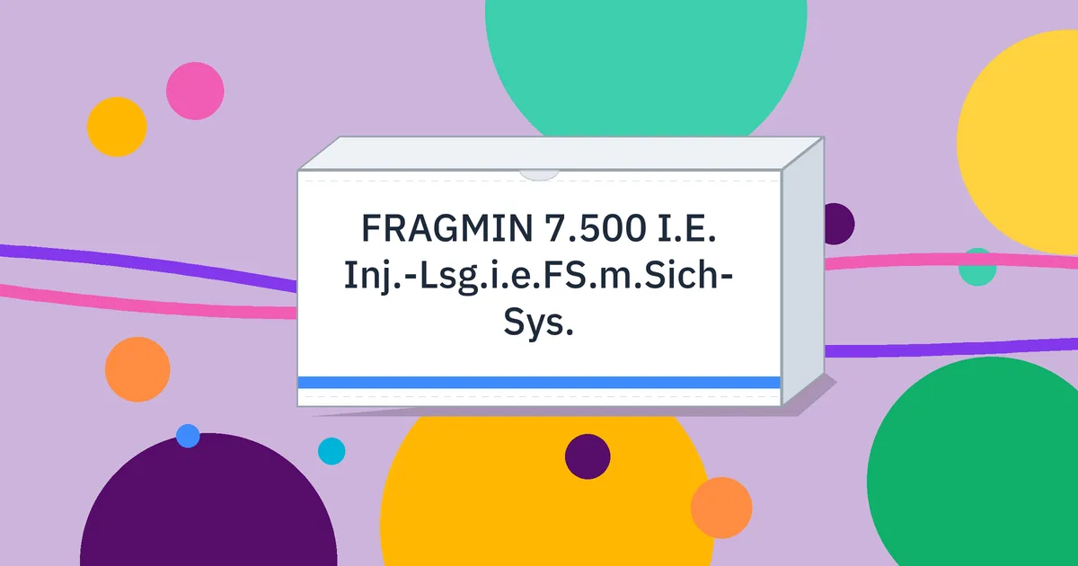 Symbolbild: Packung mit der Aufschrift FRAGMIN 7.500 I.E. Inj.-Lsg.i.e.FS.m.Sich-Sys. (PZN 19754776) – Verfügbarkeit und Bezug in Apotheken in Frankfurt am Main