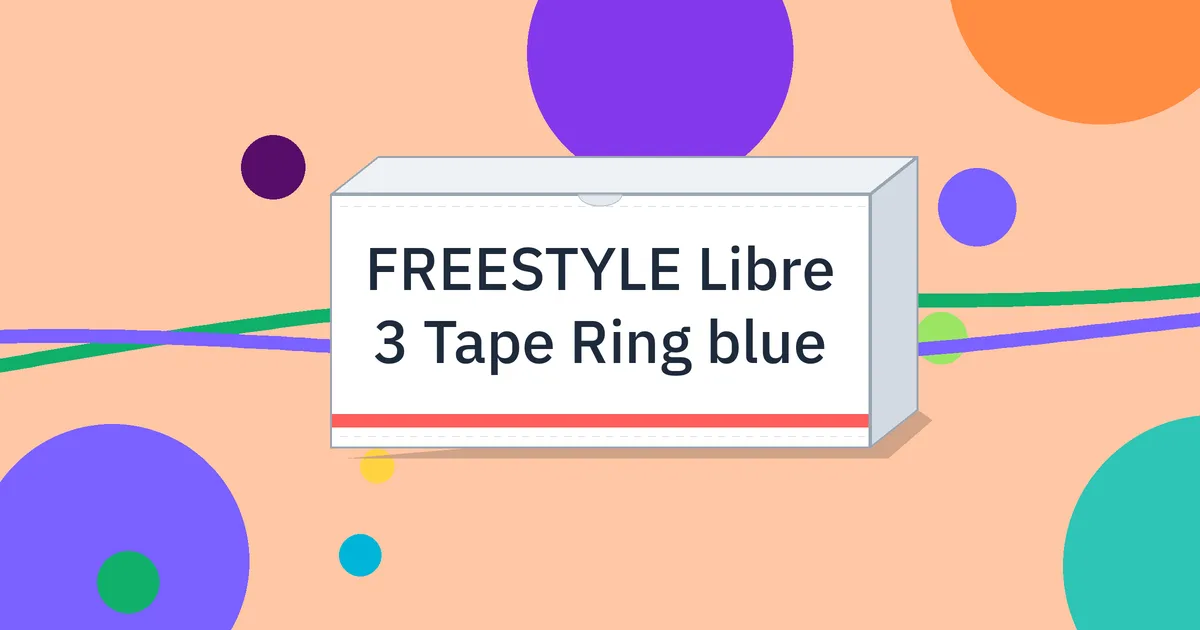 Symbolbild: Packung mit der Aufschrift FREESTYLE Libre 3 Tape Ring blue (PZN 18178282) – Verfügbarkeit und Bezug in Apotheken in Frankfurt am Main