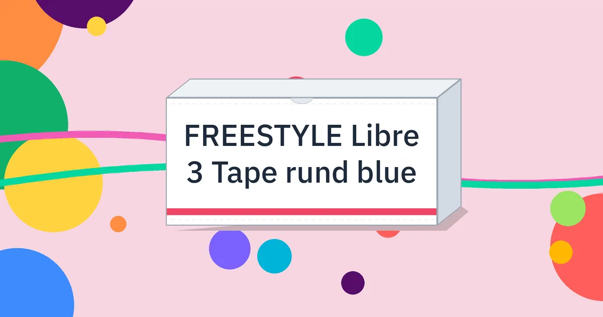 Symbolbild: Packung mit der Aufschrift FREESTYLE Libre 3 Tape rund blue (PZN 18178201) – Verfügbarkeit und Bezug in Apotheken in Frankfurt am Main