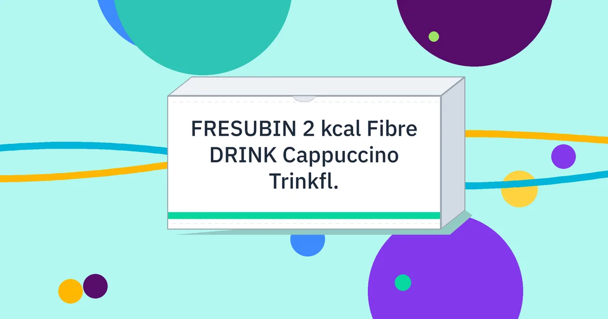 Symbolbild: Packung mit der Aufschrift FRESUBIN 2 kcal Fibre DRINK Cappuccino Trinkfl. (PZN 09700791) – Verfügbarkeit und Bezug in Apotheken in Frankfurt am Main