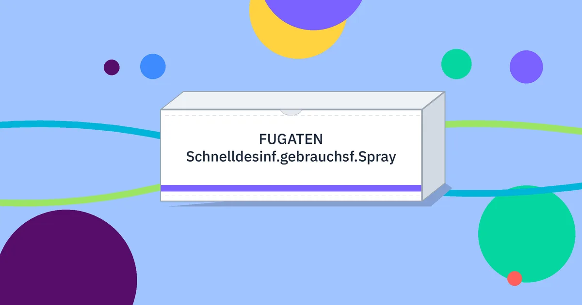 Symbolbild: Packung mit der Aufschrift FUGATEN Schnelldesinf.gebrauchsf.Spray (PZN 19633854) – Verfügbarkeit und Bezug in Apotheken in Frankfurt am Main