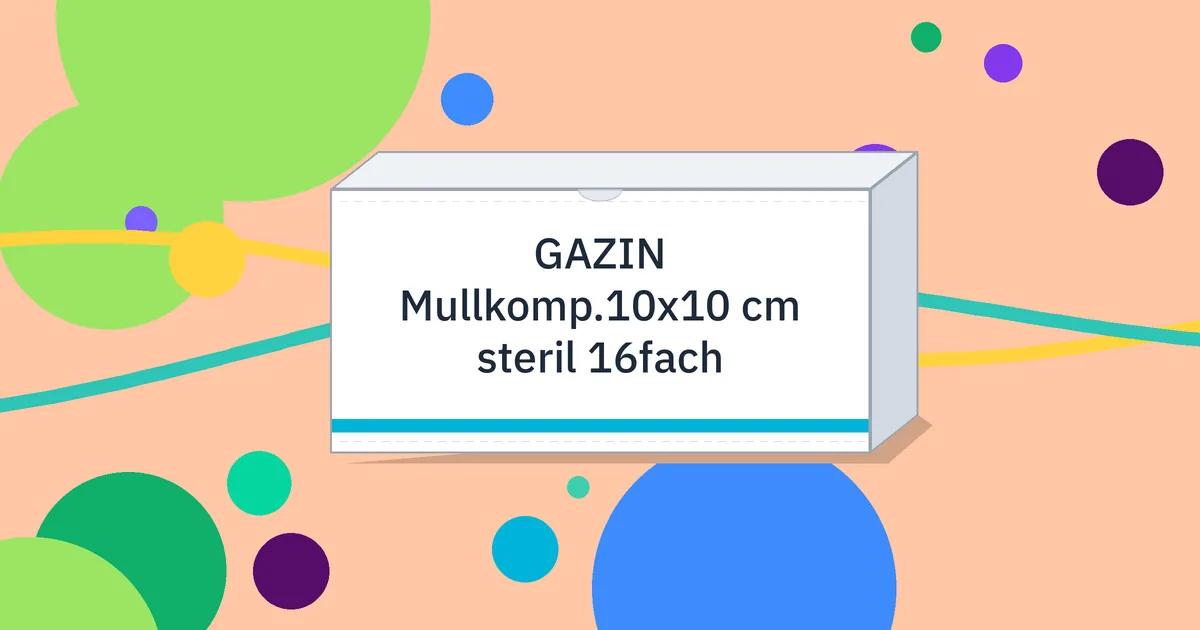 Symbolbild: Packung mit der Aufschrift GAZIN Mullkomp.10x10 cm steril 16fach (PZN 01670151) – Verfügbarkeit und Bezug in Apotheken in Frankfurt am Main