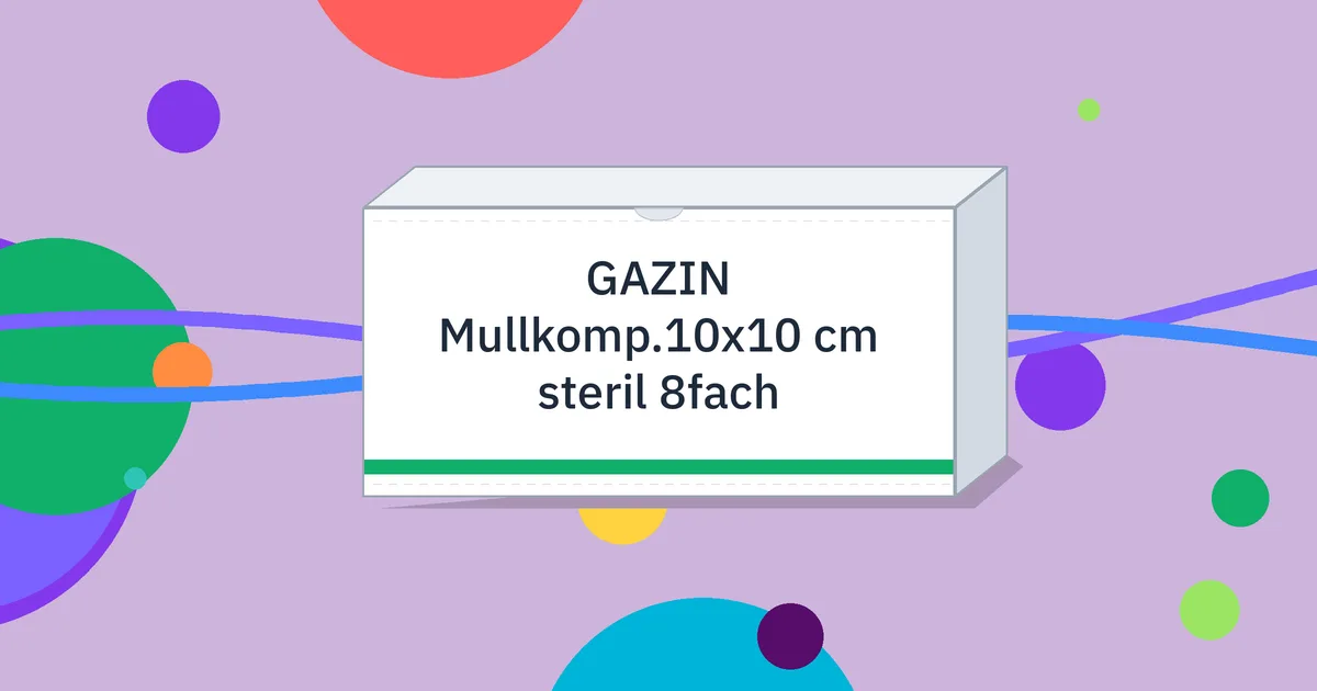 Symbolbild: Packung mit der Aufschrift GAZIN Mullkomp.10x10 cm steril 8fach (PZN 17451847) – Verfügbarkeit und Bezug in Apotheken in Frankfurt am Main