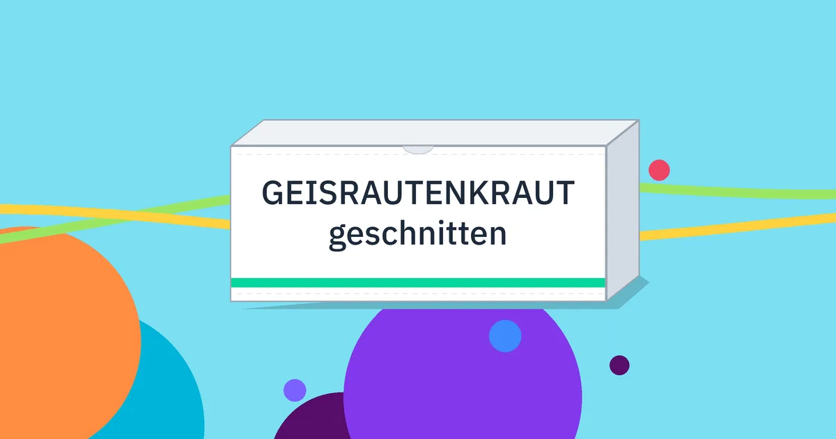 Symbolbild: Packung mit der Aufschrift GEISRAUTENKRAUT geschnitten (PZN 11309887) – Verfügbarkeit und Bezug in Apotheken in Frankfurt am Main