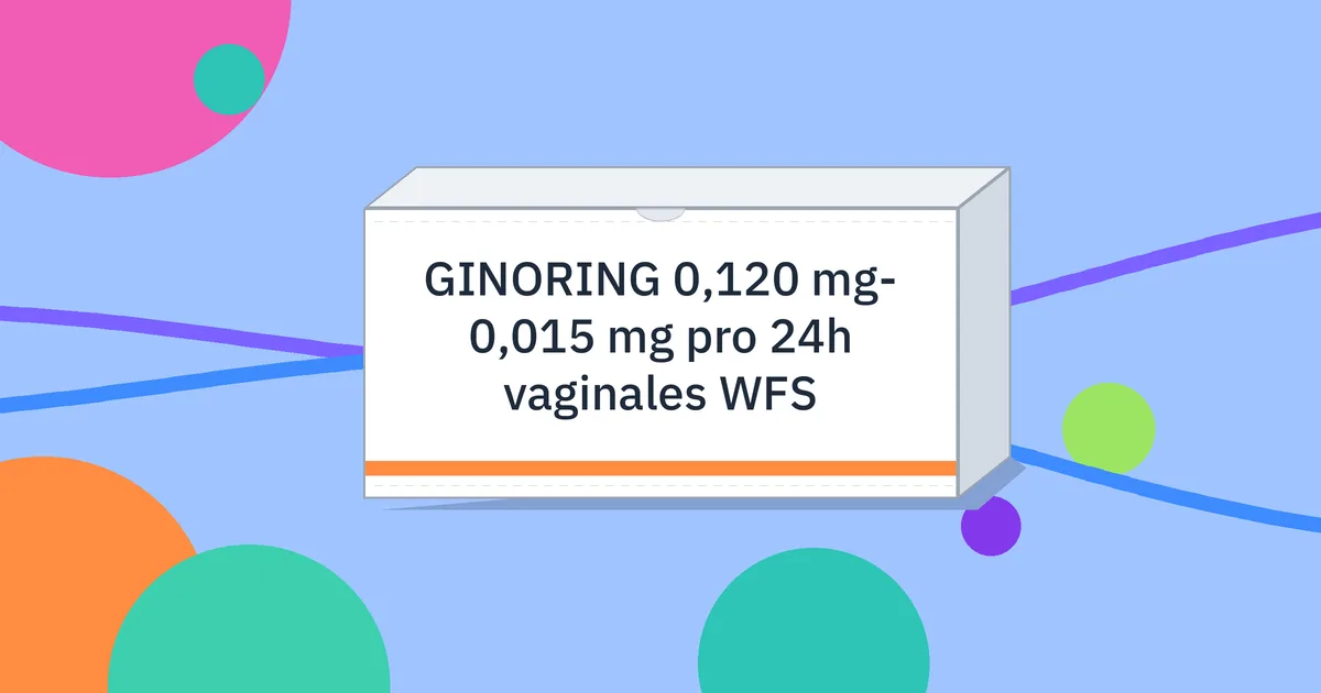 Symbolbild: Packung mit der Aufschrift GINORING 0,120 mg-0,015 mg pro 24h vaginales WFS (PZN 13423239) – Verfügbarkeit und Bezug in Apotheken in Frankfurt am Main